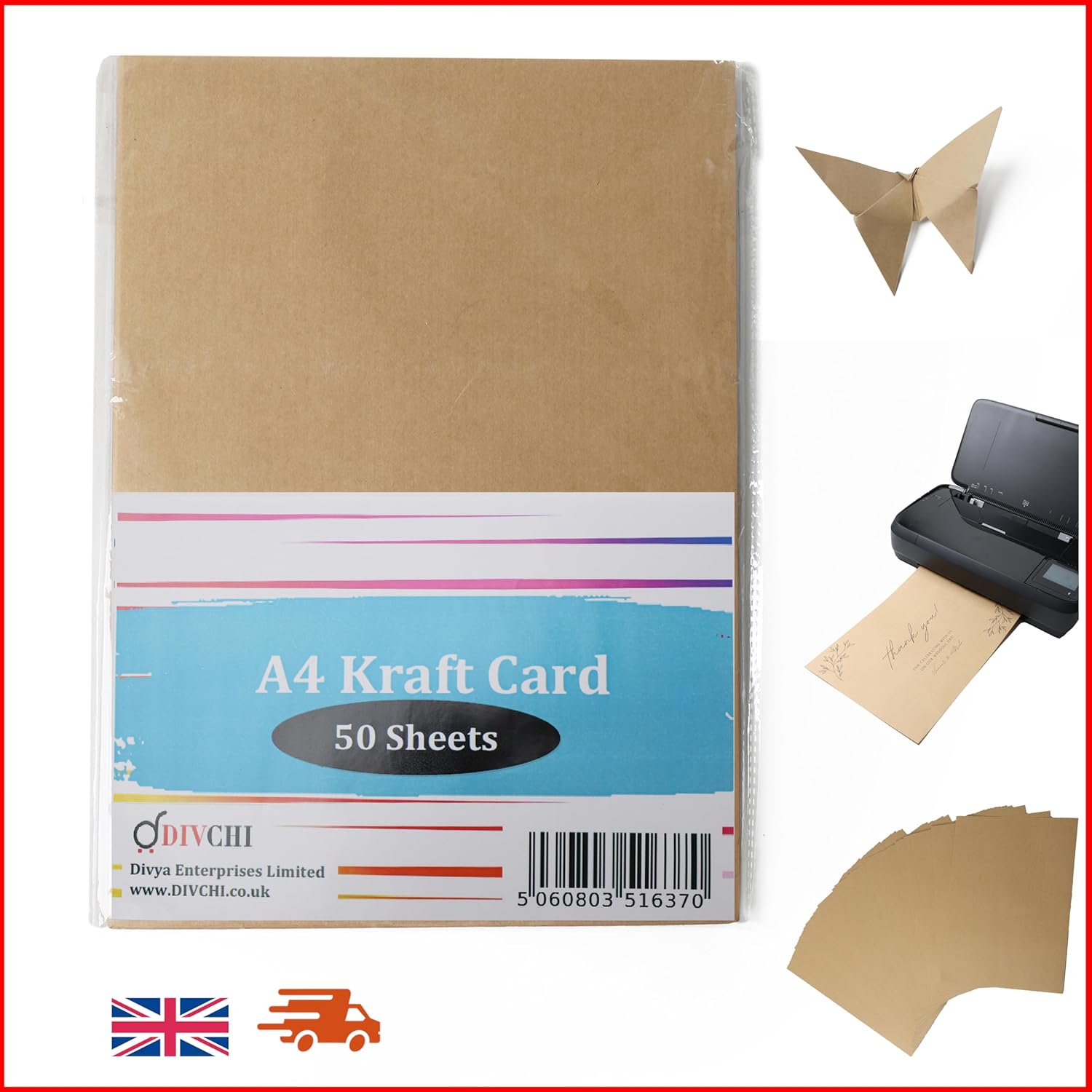 A4 Kraft Paper Card Brown 50 Sheets Papers for Small Gifts Wrapping Ar ...