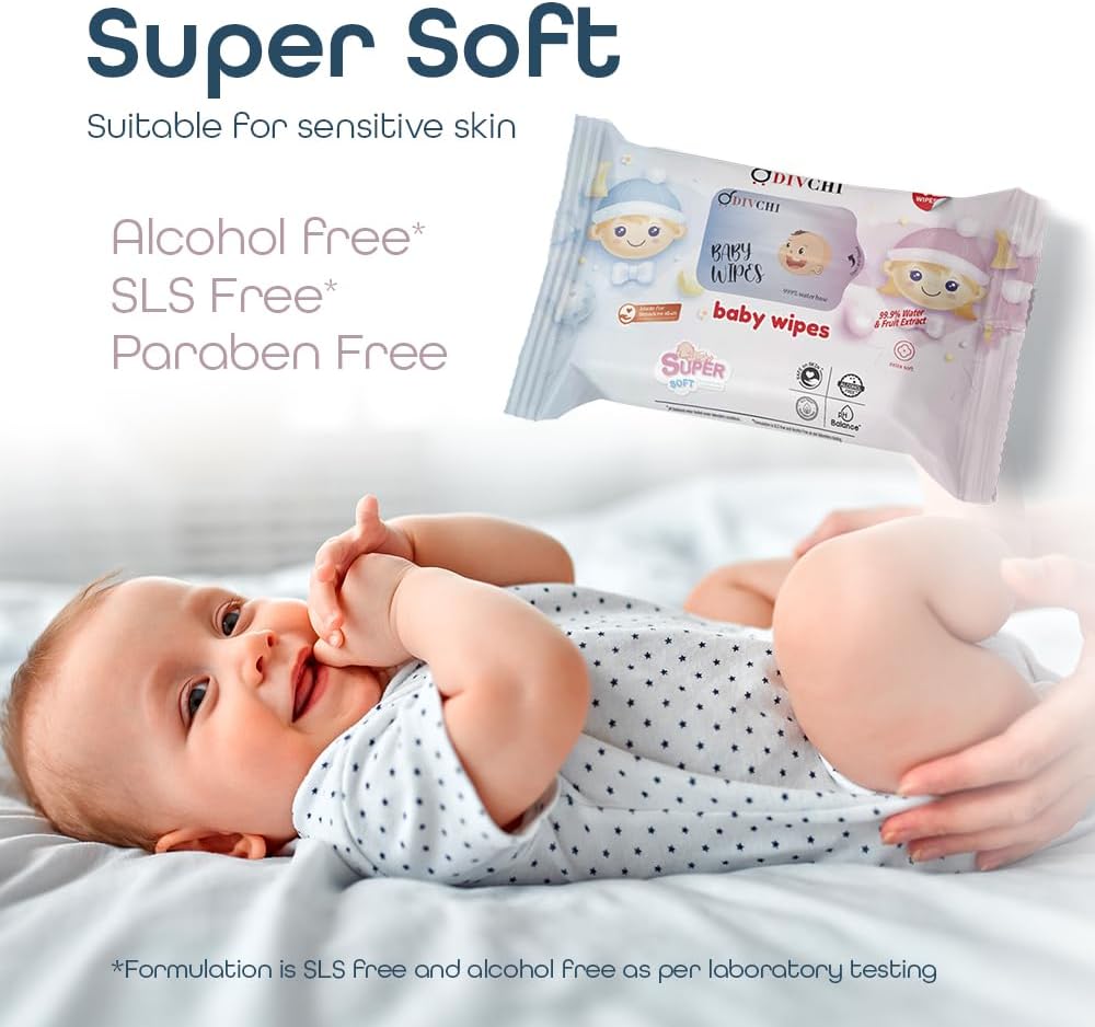 Baby Wipes Multipack | 360 Wipes (5 Packs of 72 each) | 99.9% Super So ...